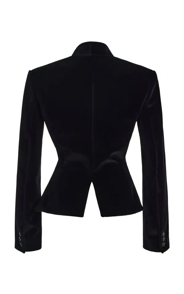 Brandon Maxwell Alora Single-breasted Bonded Velvet Jacket