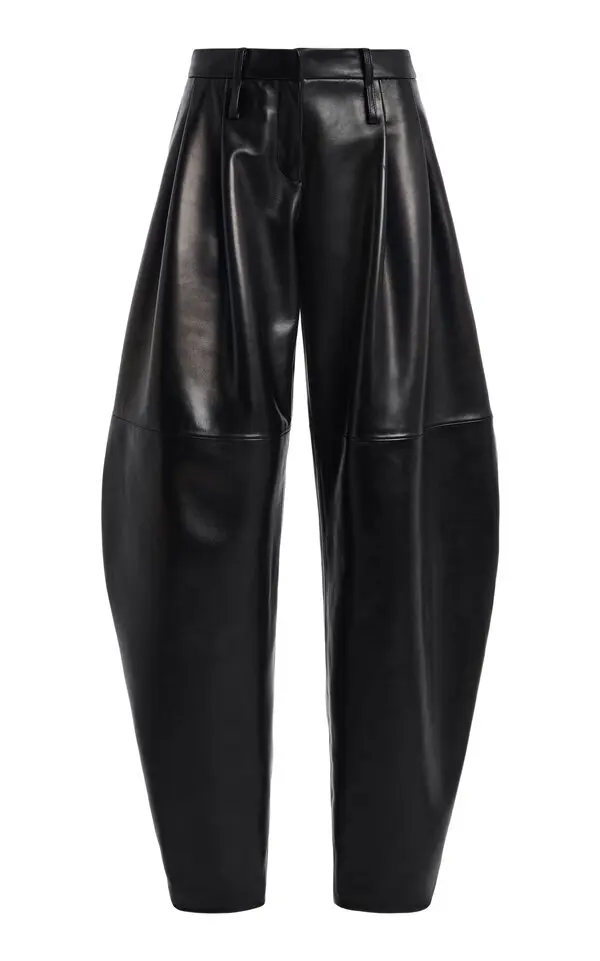 Brandon Maxwell The Dean Pleated Nappa Leather Balloon Pants