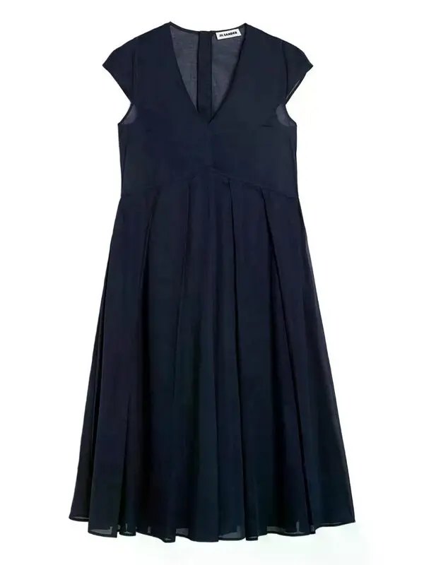 JIL SANDER Pleated-skirt Cotton Dress - Blue
