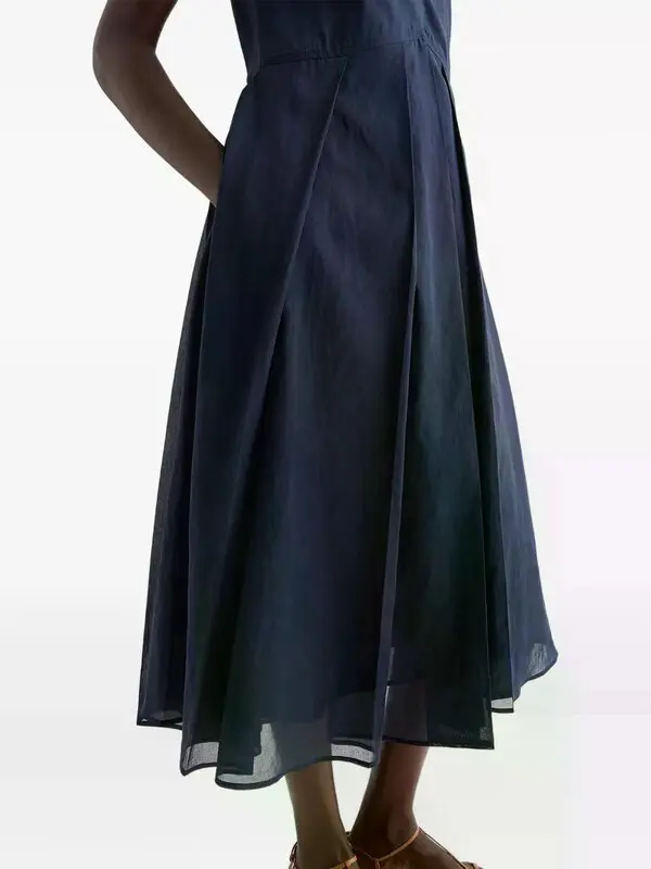 JIL SANDER Pleated-skirt Cotton Dress - Blue