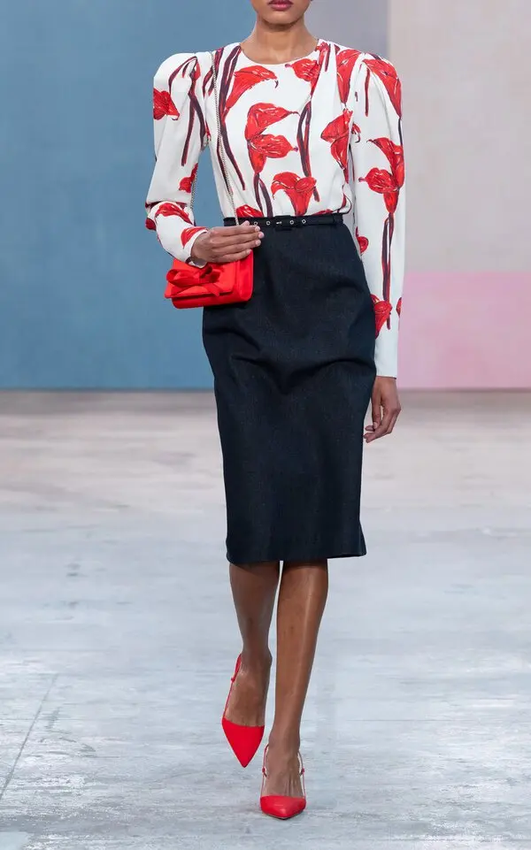 Carolina Herrera Denim Pencil Knee-length Skirt