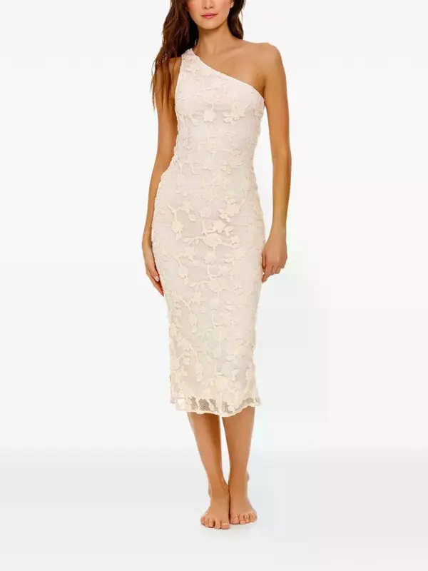 Agua Bendita Embroidered One-shoulder Dress