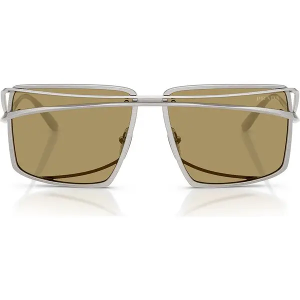 Prada 58mm Irregular Sunglasses - Silver Vintage/green Olive