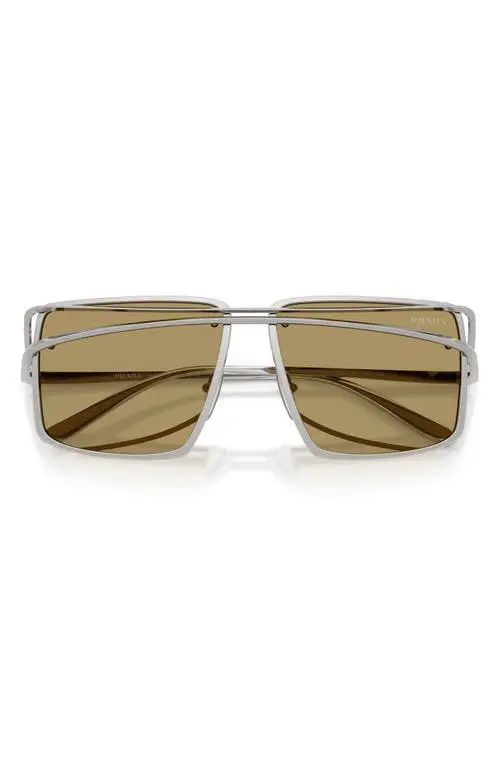 Prada 58mm Irregular Sunglasses - Silver Vintage/green Olive