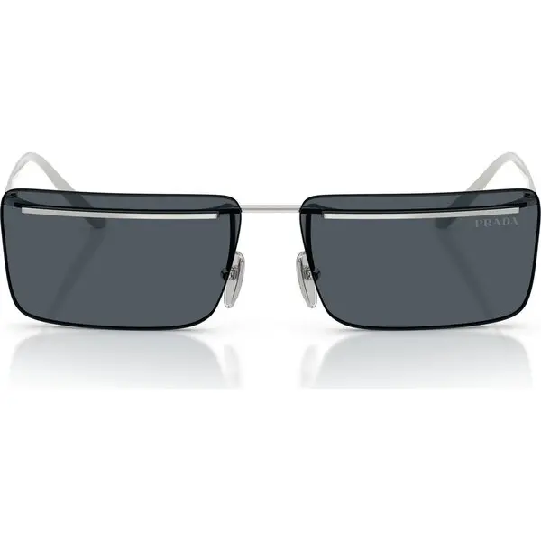 Prada 60mm Rectangular Sunglasses - Silver/dark Grey