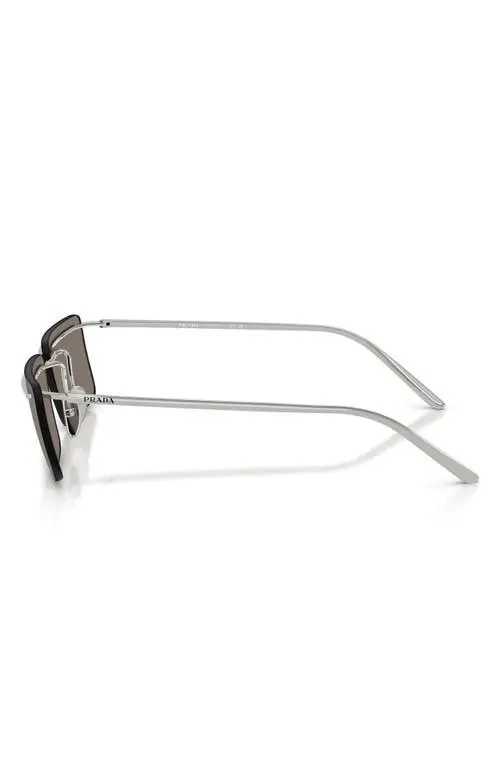 Prada 60mm Rectangular Sunglasses - Silver/light Grey Silver