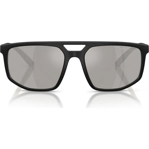 Emporio Armani 58mm Mirrored Square Sunglasses - Black/grey Mirror Silver