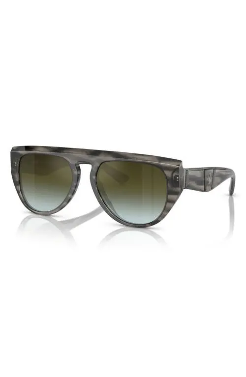 SCUDERIA FERRARI 56mm Pilot Sunglasses - Striped Grey/green Mirror