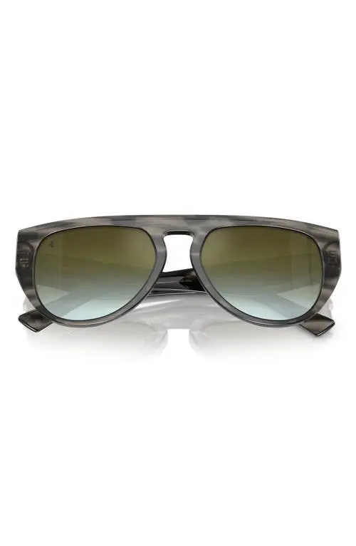 SCUDERIA FERRARI 56mm Pilot Sunglasses - Striped Grey/green Mirror