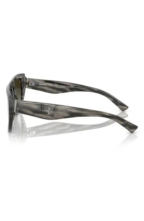 SCUDERIA FERRARI 56mm Pilot Sunglasses - Striped Grey/green Mirror