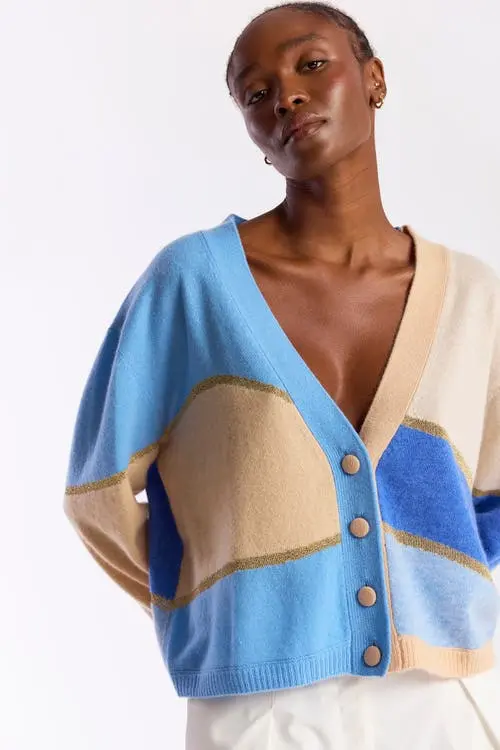 BRODIE CASHMERE Abstract Scenic Cashmere Cardigan