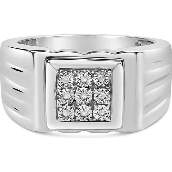 HAUS OF BRILLIANCE Diamond Accent Ridged Band Ring - Silver