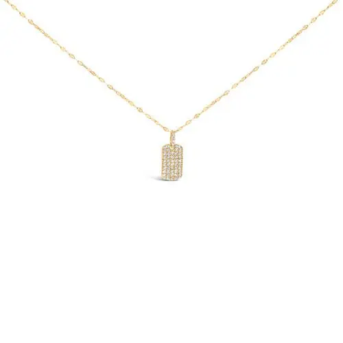 HAUS OF BRILLIANCE 14k 1/3 Cttw Diamond Dog Tag Pendant Necklaces - Yellow Gold