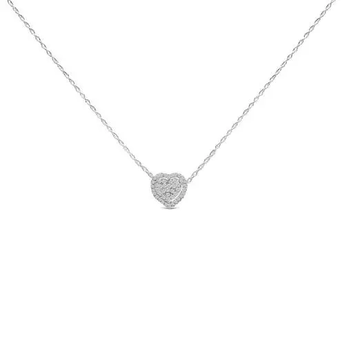 HAUS OF BRILLIANCE Sterling 1/3 Cttw Diamond Pavé Heart Pendant Necklace - Silver