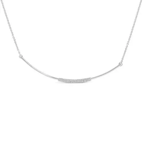HAUS OF BRILLIANCE 925 Sterling 1/5 Cttw Diamond Curved Bar Necklace - Silver