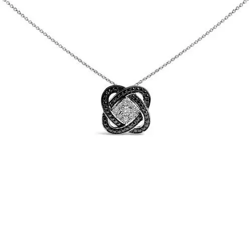 HAUS OF BRILLIANCE Black Rhodium Plated Sterling Diamond Accent Geometric Knot Pendant Necklace - Silver