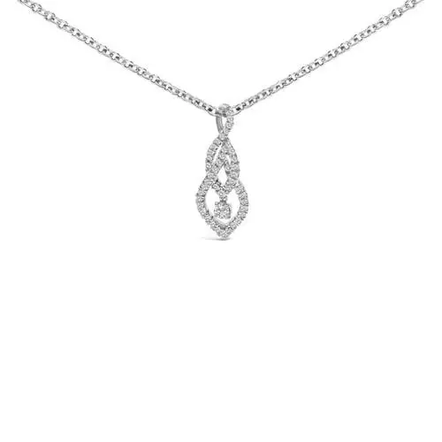 HAUS OF BRILLIANCE Sterling 1/3 Cttw Diamond Swirl Teardrop Pendant Necklace - Silver