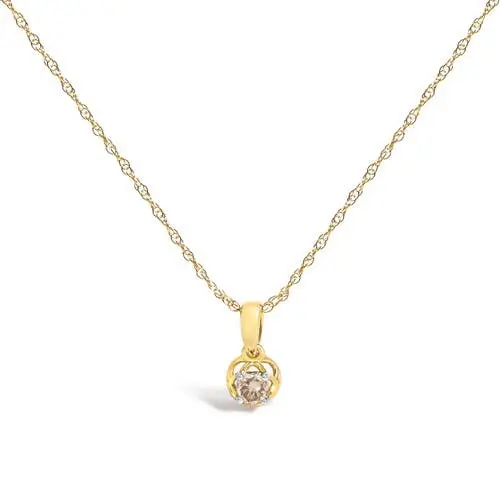 HAUS OF BRILLIANCE 14k Yellow Gold Plated Silver 1/5 Cttw Diamond Openwork Pendant Necklace - Yellow Gold Over Silver