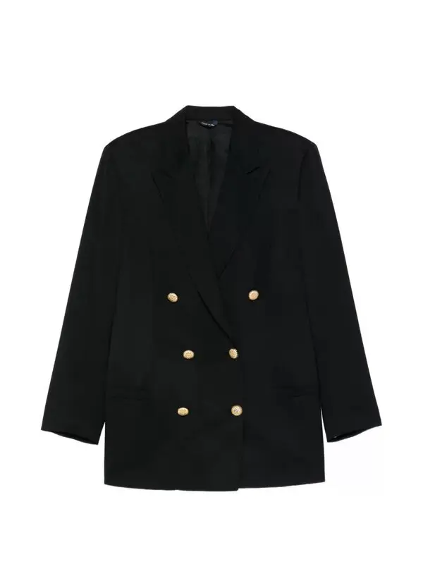 Versace 1990s Double-breasted Wool Blazer - Black