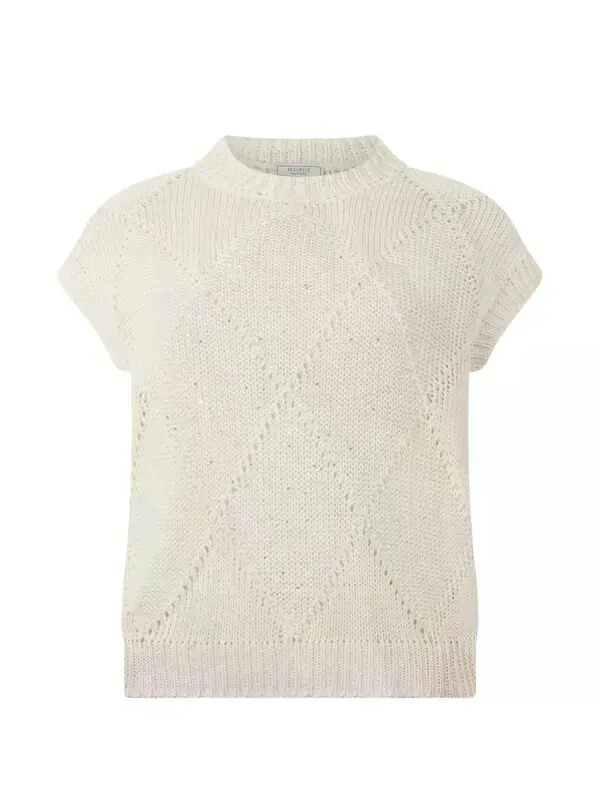 Peserico Diamond-patterned Short-sleeved Sweater - White