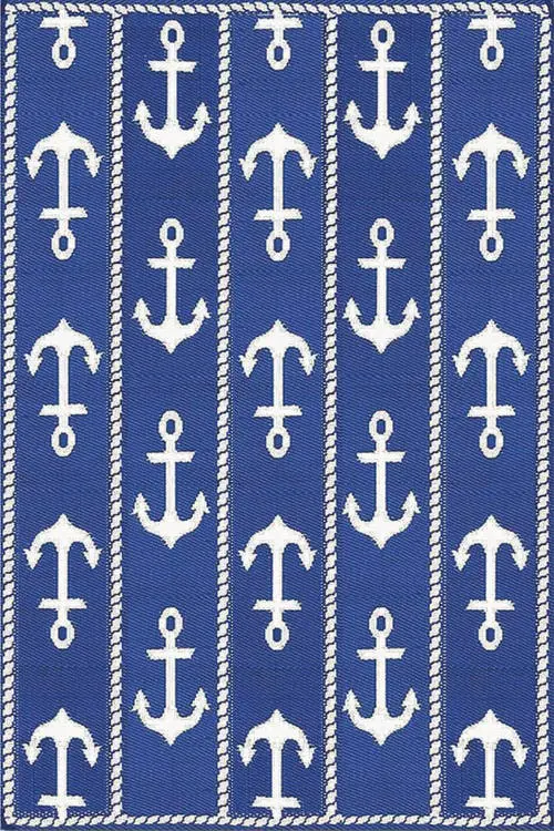 MAD MATS Anchor Blue & White Rug - 6'x9'
