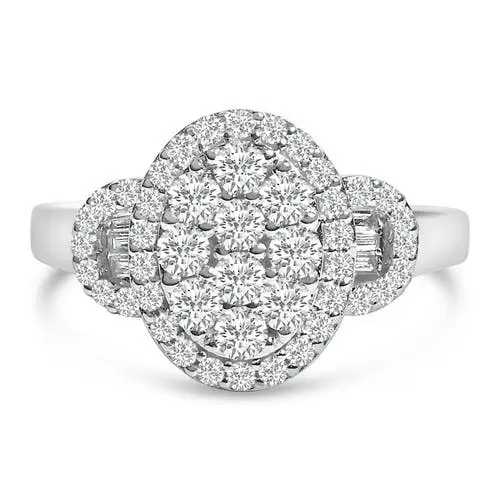 HAUS OF BRILLIANCE 10k Gold 1.0 Cttw Diamond Halo Vintage-inspired Statement Ring - White Gold
