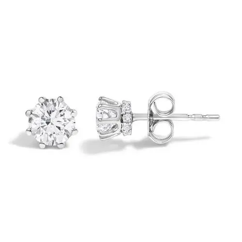 HAUS OF BRILLIANCE 14k Gold 1.0 Ct Lab-grown Diamond 8 Prong Hidden Halo Stud Earrings - White