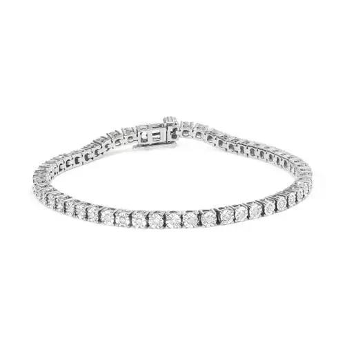 HAUS OF BRILLIANCE 1.0 Cttw Rustic Diamond Tennis Bracelet - Silver