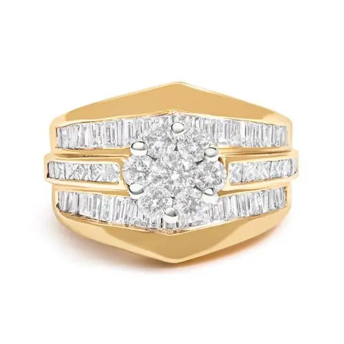 HAUS OF BRILLIANCE 14k Gold 2-1/3ctw Diamond Cluster Chevron Shaped Ring & Band Set - Yellow Gold