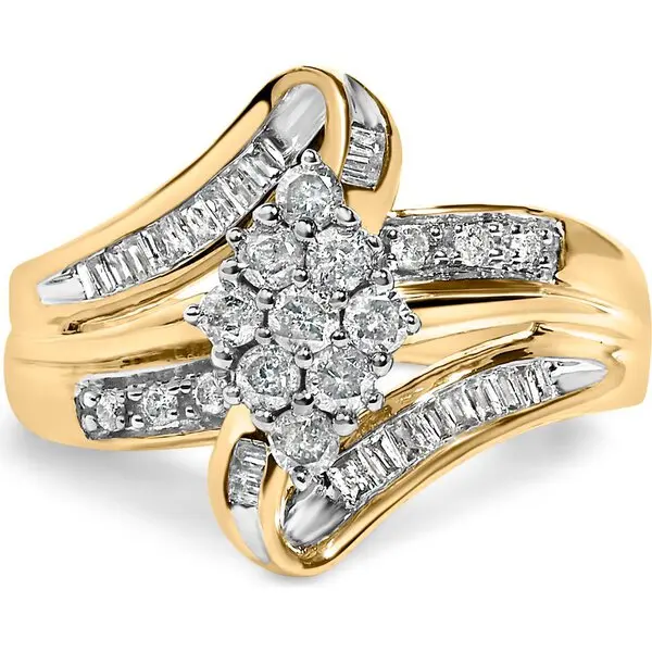 HAUS OF BRILLIANCE 10k 1/2 Cttw Diamond Cluster Cocktail Ring - Yellow Gold