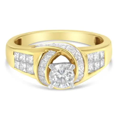HAUS OF BRILLIANCE 14k Gold 1 1/8cttw Round Baguette And Princess Cut Diamond Ring - Yellow Gold