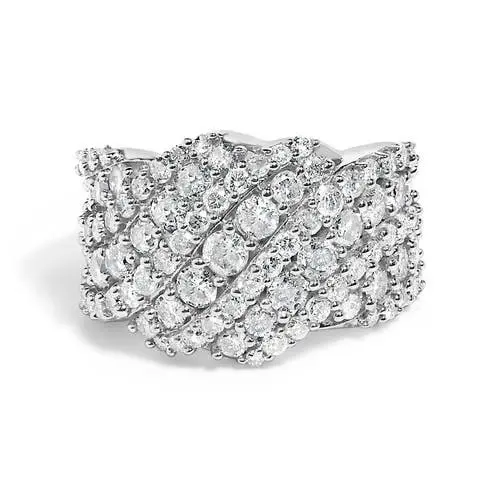 HAUS OF BRILLIANCE 10k Gold 3.00 Cttw Diamond Cluster Band Ring - White Gold