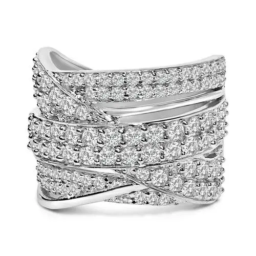 HAUS OF BRILLIANCE 2.00 Cttw Diamond Overlapping Band Ring - Silver