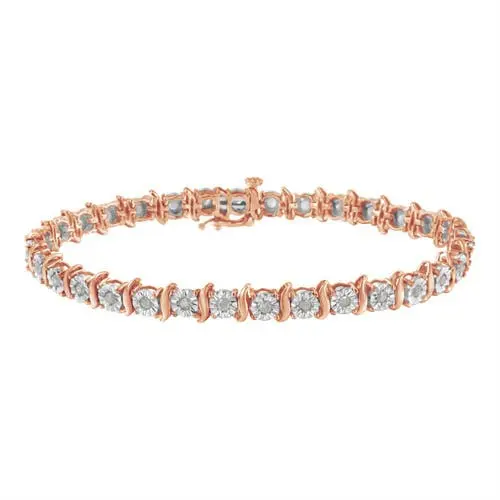 HAUS OF BRILLIANCE 1.0 Cttw Diamond S-curve Link Tennis Bracelet - Rose Gold Over Silver
