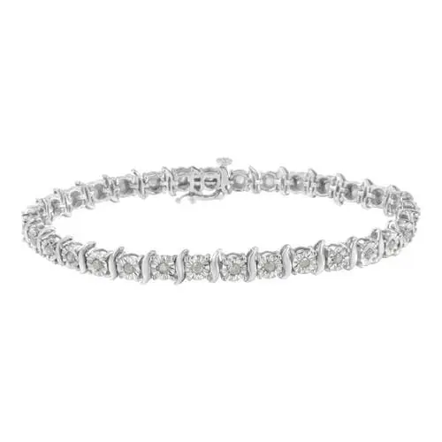 HAUS OF BRILLIANCE 1.0 Cttw Diamond S-curve Link Tennis Bracelet - Silver