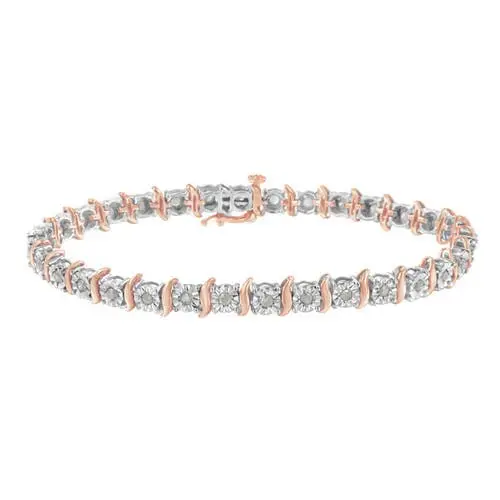 HAUS OF BRILLIANCE 1.0 Cttw Diamond S-curve Link Tennis Bracelet - Whiterose Gold Over Silver