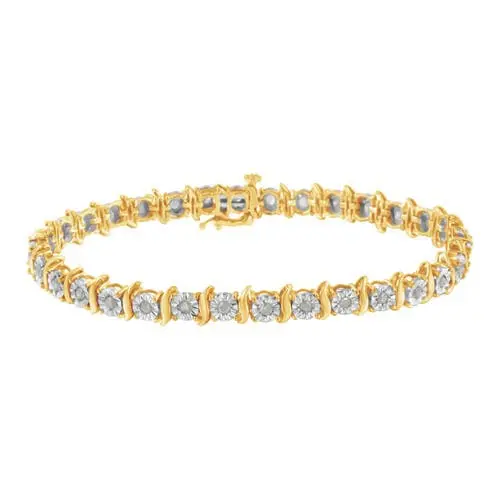 HAUS OF BRILLIANCE 1.0 Cttw Diamond S-curve Link Tennis Bracelet - Yellow Gold Over Silver