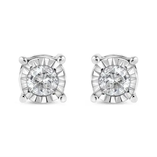 HAUS OF BRILLIANCE Silver 1/5 Ct Diamond Miracle-set Stud Earrings - White