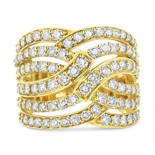HAUS OF BRILLIANCE 10k Gold 3.00 Cttw Diamond Multi Row Bypass Cocktail Band Ring - Yellow Gold