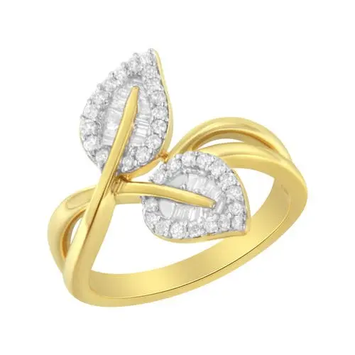 HAUS OF BRILLIANCE 10k 3/8 Cttw Diamond Leaf Cocktail Ring - Yellow Gold