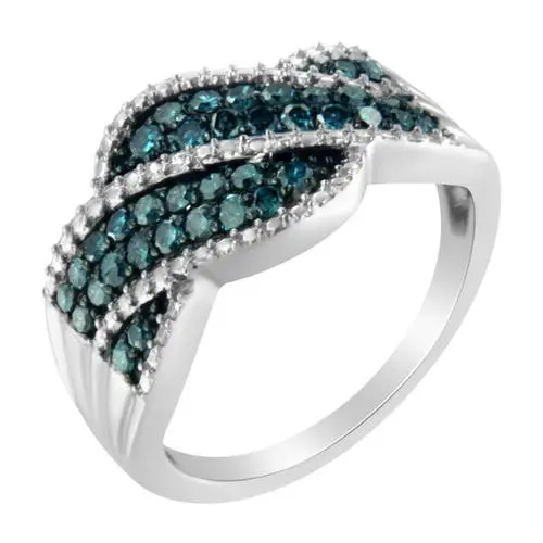 HAUS OF BRILLIANCE 1/2 Cttw Treated Blue Diamond Cocktail Ring - Silver