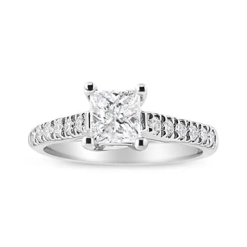 HAUS OF BRILLIANCE 14k Gold 1 1/5 Cttw 4-princess Diamond Classic Engagement Ring - White Gold