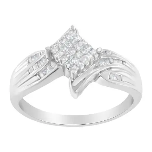 HAUS OF BRILLIANCE 10k 1/3 Cttw Diamond Bypass Style Cocktail Ring - White Gold