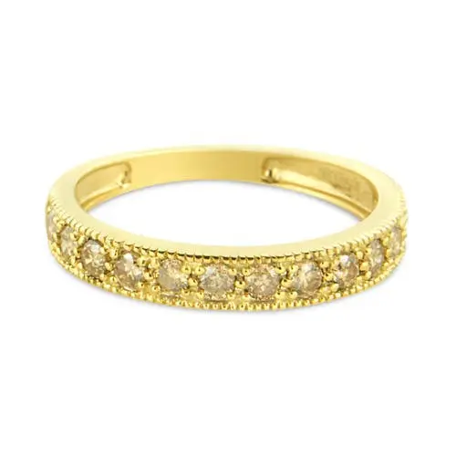 HAUS OF BRILLIANCE Igi Certified 1/2cttw Diamond 10k Gold Beaded Milgrain Band Ring - Yellow Gold