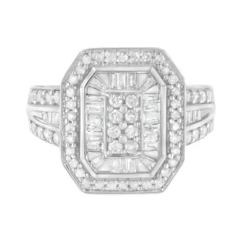 HAUS OF BRILLIANCE 3/4 Cttw Round And Baguette Diamond Ring - Silver