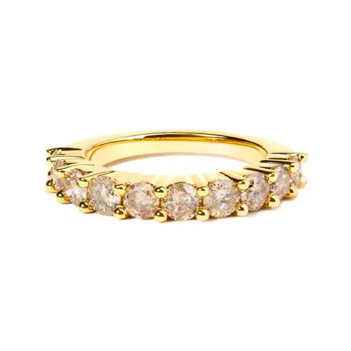 HAUS OF BRILLIANCE Gold Over Silver 2.0 Cttw Diamond 10 Stone Anniversary Band Ring - Yellow Gold Over Silver