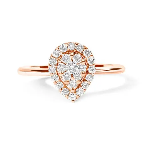 HAUS OF BRILLIANCE 10k 3/8 Cttw Round-cut Diamond Pear Promise Ring - Rose Gold