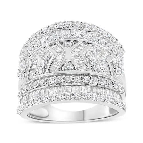 HAUS OF BRILLIANCE 925 Sterling 2.0 Cttw Diamond Edge Multi-row Ring Band - Silver