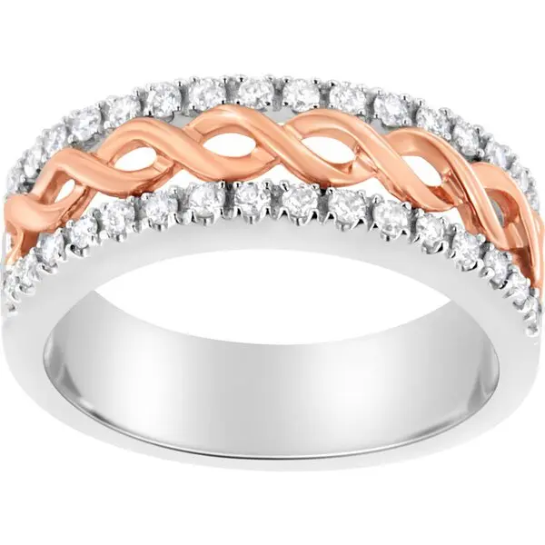 HAUS OF BRILLIANCE 10k Gold 1/3cttw Diamond Split Shank & Null Ribbon Band Ring - White Gold