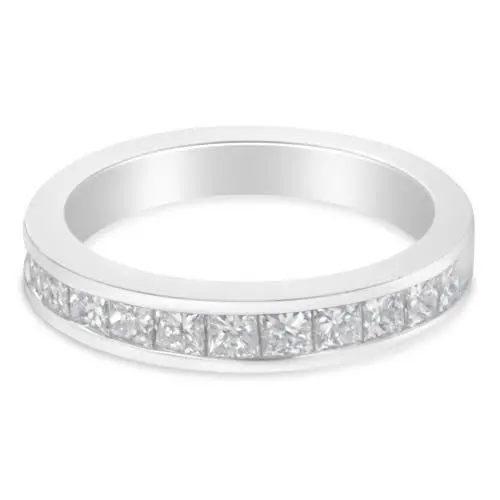 HAUS OF BRILLIANCE 18k Princess Cut 1.0 Cttw Diamond Band Ring - White Gold